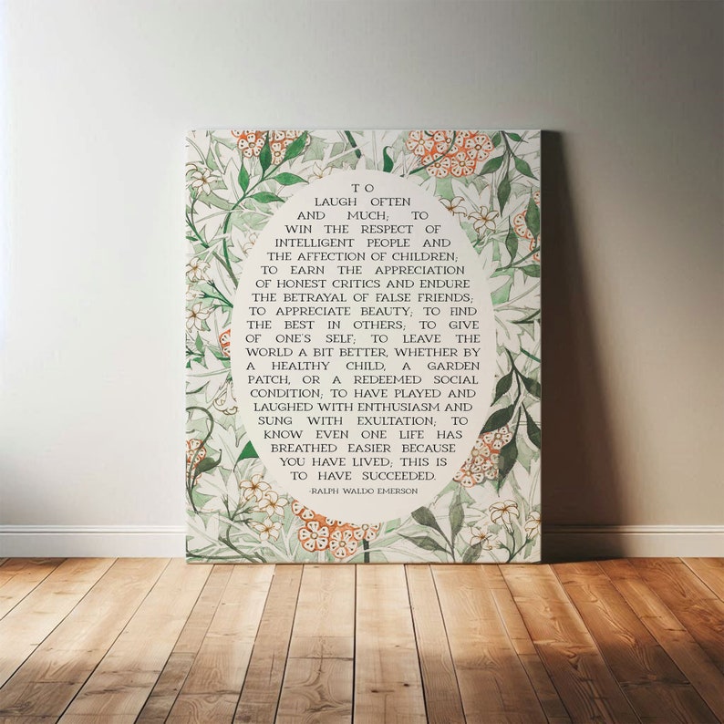 Success Quote, Ralph Waldo Emerson | Poetry Wall Art | Poem Print ...