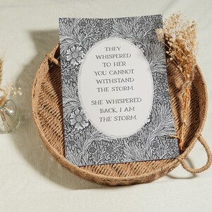 I Am the Storm Quote | Minimalist Wall Art With Vintage Style Black and ...
