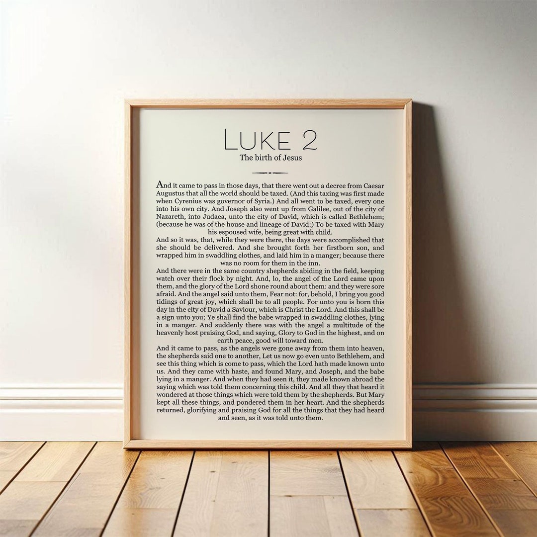 Luke 2, the Birth of Jesus, KJV | Minimalist Christian Christmas Wall ...