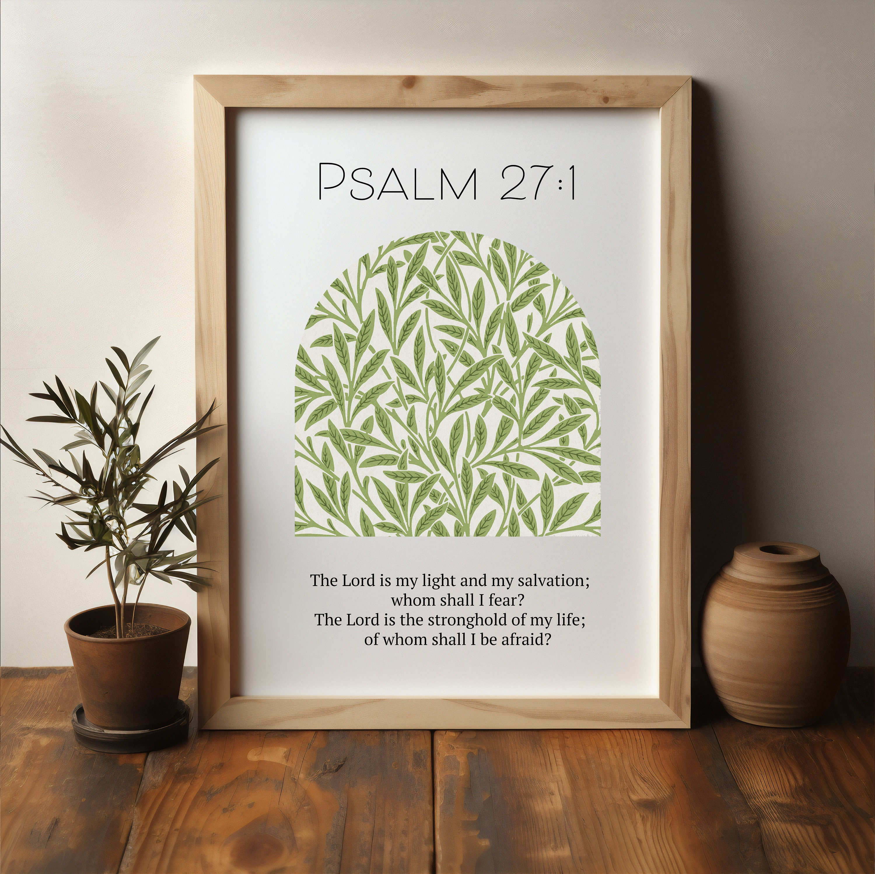 Psalm 27:1 Bible Verse Wall Art With William Morris Print Bible Verse ...