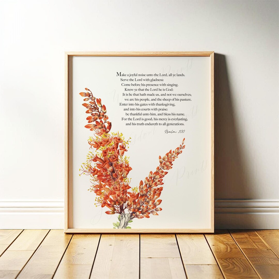 Psalm 100 KJV: "enter His Gates, Thanksgiving" | Floral Christian Wall ...