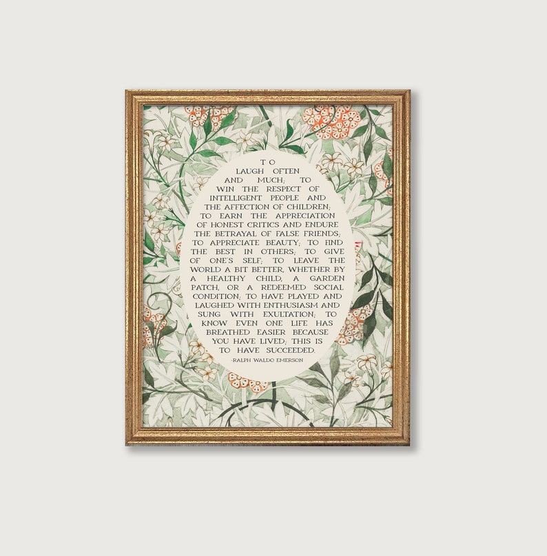 Success Quote, Ralph Waldo Emerson | Poetry Wall Art | Poem Print ...