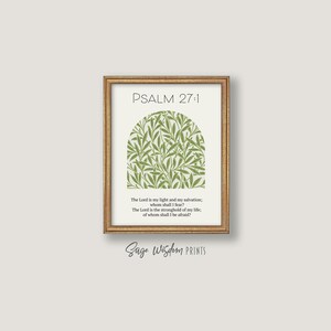Psalm 27:1 Bible Verse Wall Art With William Morris Print Christian Art ...