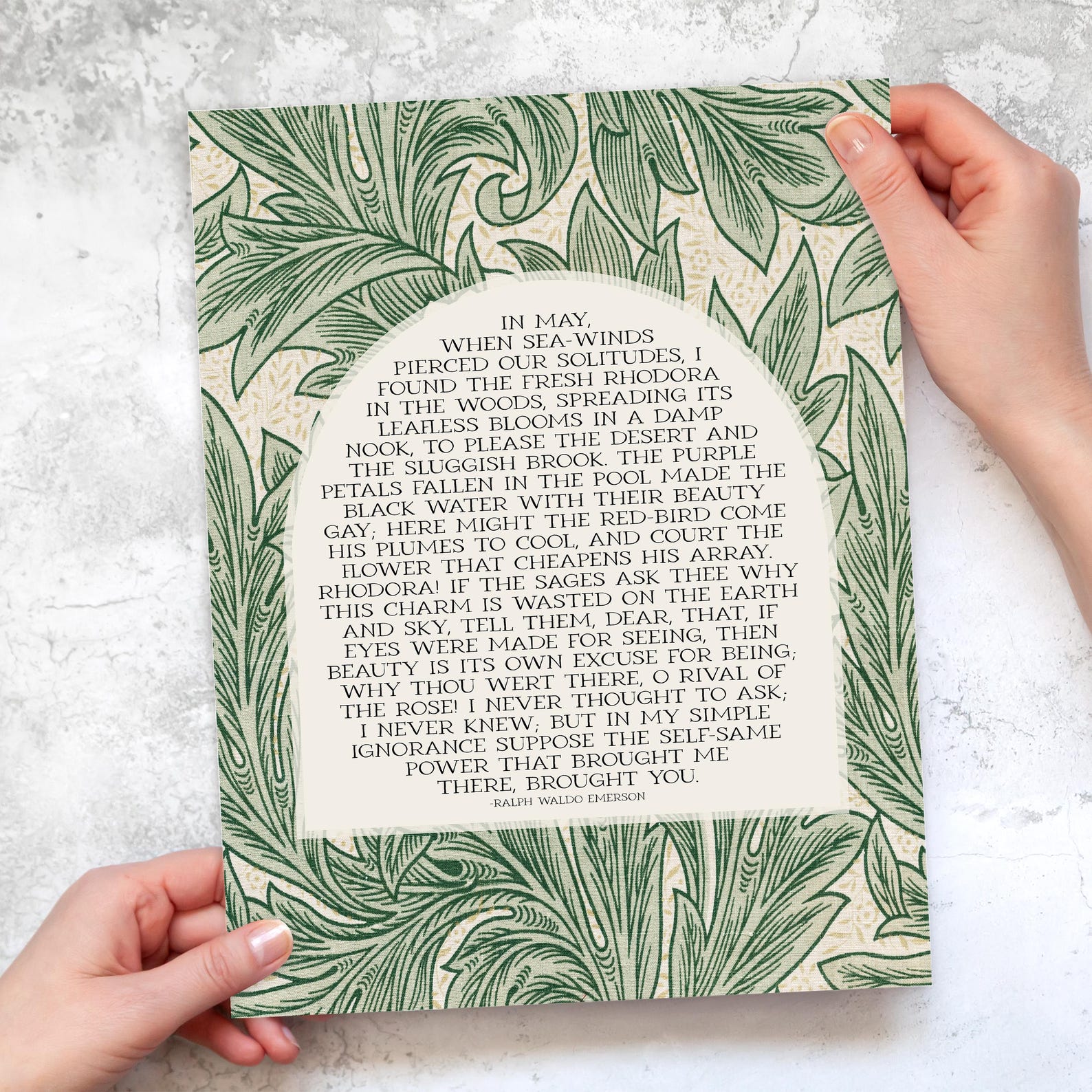 Rhodora Poem by Ralph Waldo Emerson | Poetry Wall Art | Green Floral ...