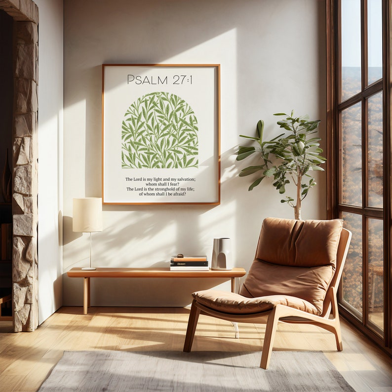 Psalm 27:1 Bible Verse Wall Art With William Morris Print Bible Verse ...
