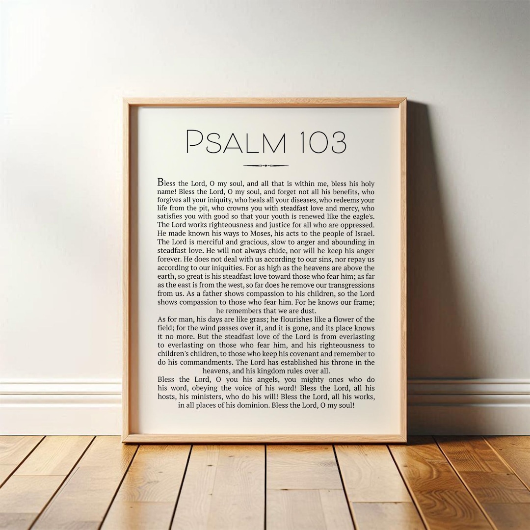 Psalm 103 Bible Verse Wall Art | Bless the Lord O My Soul | Bible ...