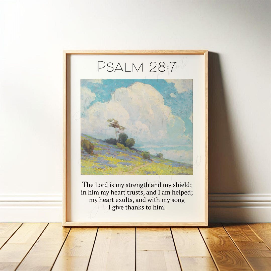 Psalm 28 Christian Wall Art | Bible Verse Decor | Lord is My Strength ...
