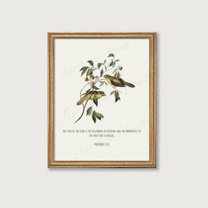 Proverbs 9:10 Printable Bible Verse Wall Art | Vintage Birds | Fear of ...