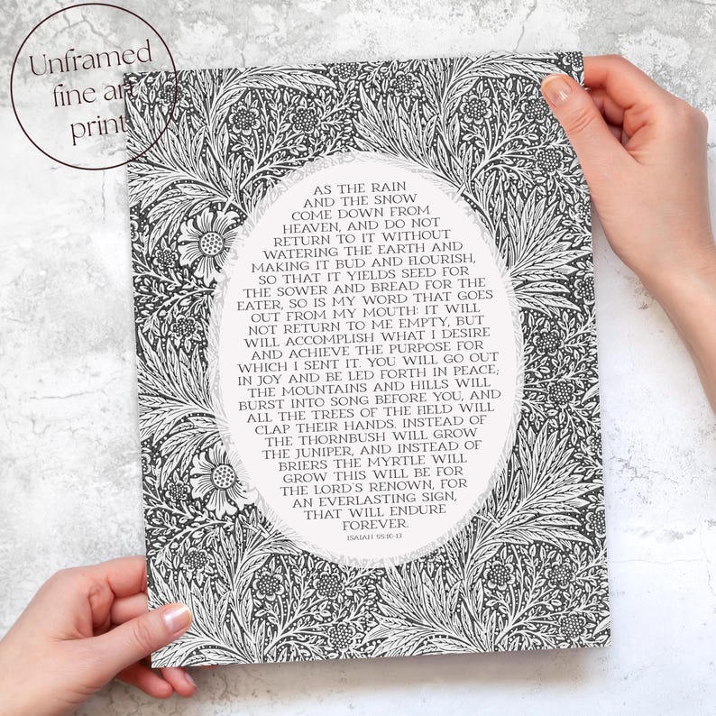 Isaiah 55 Print | Christian Wall Art, Minimalist Vintage Floral Bible ...