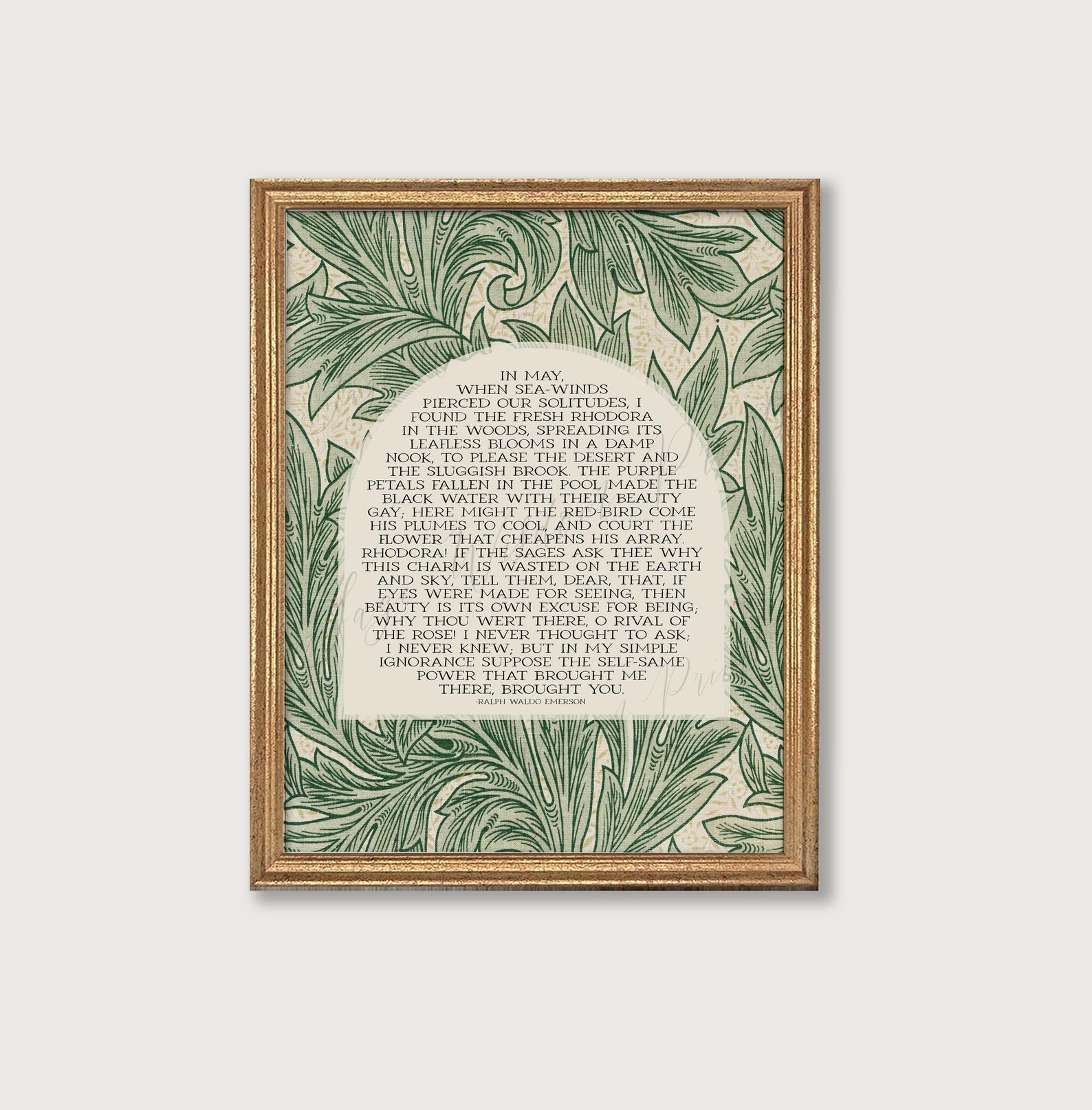Rhodora Poem by Ralph Waldo Emerson | Poetry Wall Art | Green Floral ...
