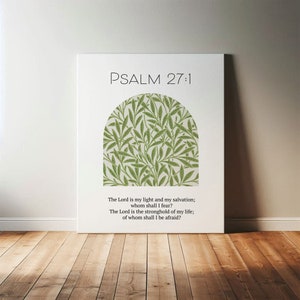 Psalm 27:1 Bible Verse Wall Art With William Morris Print Christian Art ...