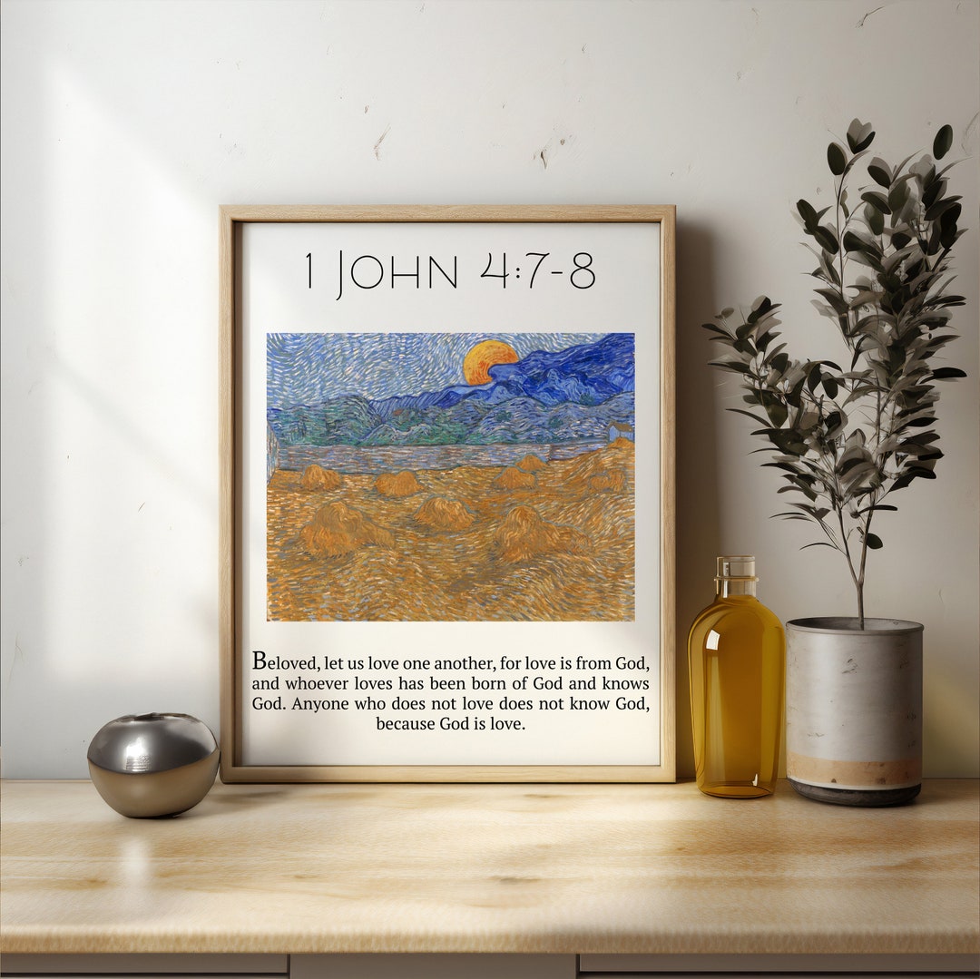 1 John 4:7-8 Printable Christian Wall Art Love One Another, God is Love ...
