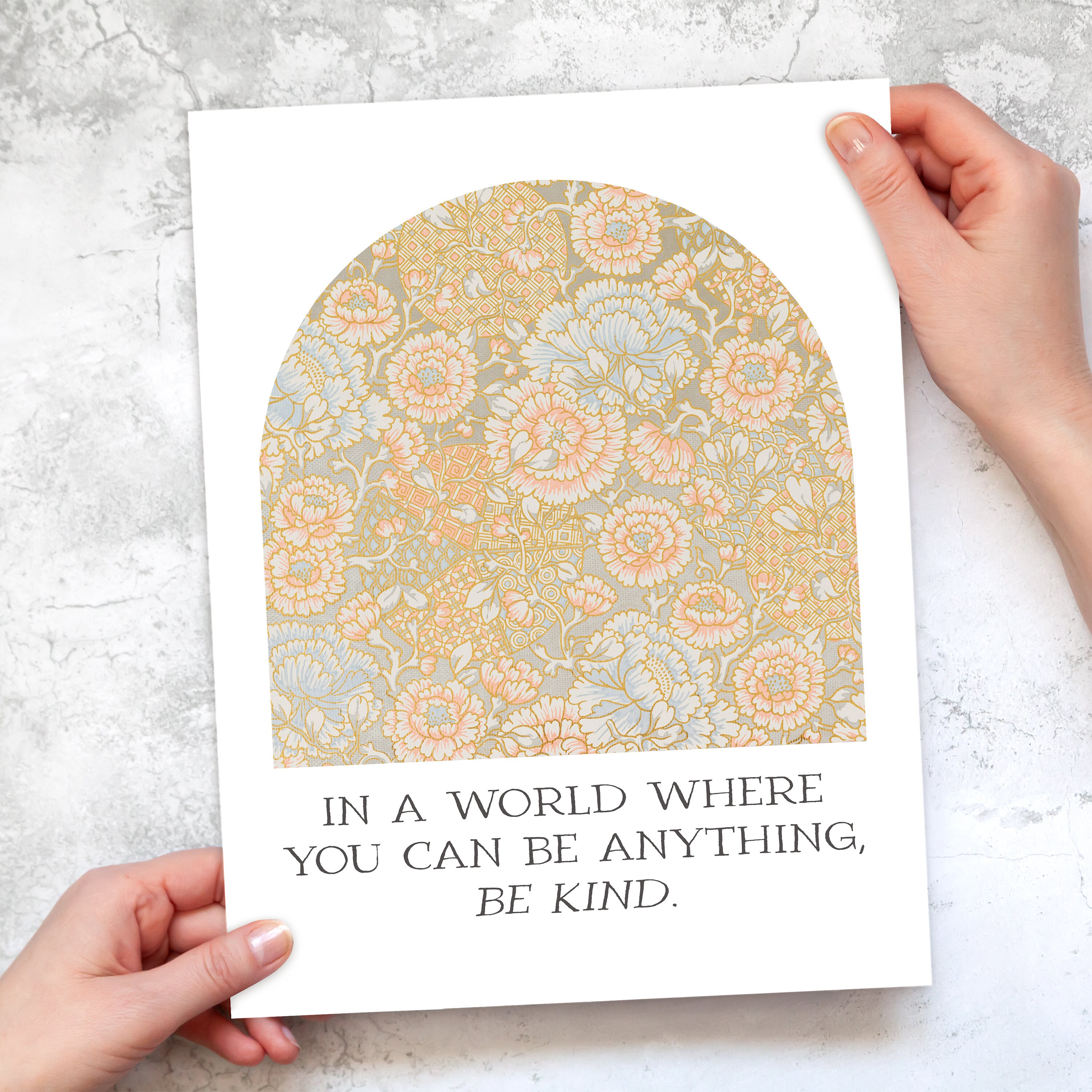Be Kind Quote | Motivational Poster, Classroom Decor, Beige Floral Art ...