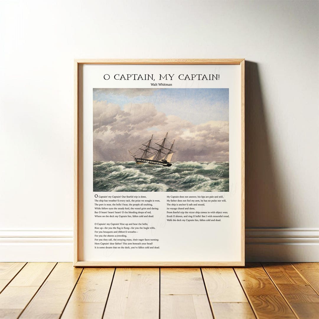 Walt Whitman 'O Captain!' Poem Print: Vintage Ocean Art, Inspirational ...