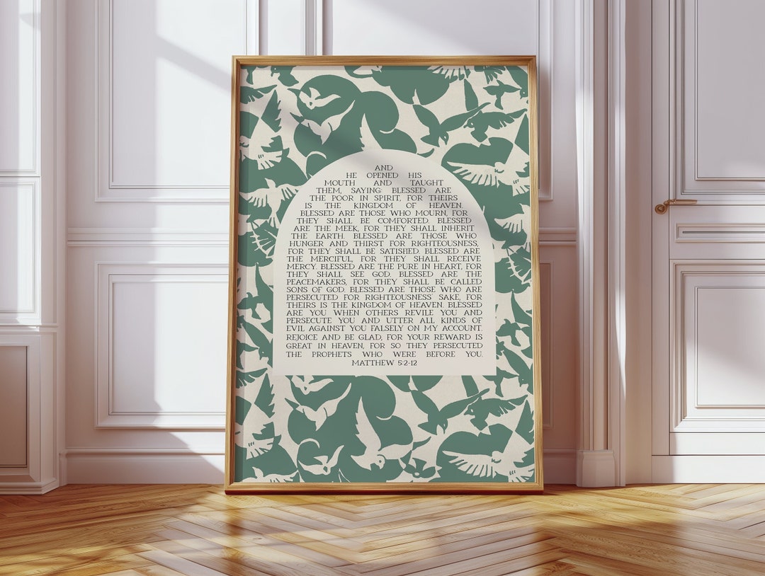 Beatitudes Printable Bible Verse Wall Art Sermon on the Mount Modern ...