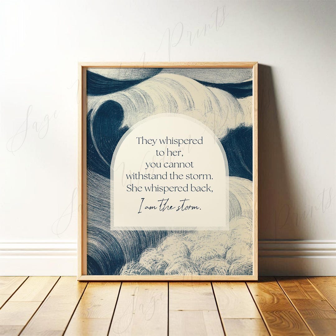 I Am the Storm Quote | Empowering Wall Decor With Vintage Ocean Wave ...
