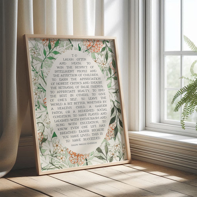 Success Quote, Ralph Waldo Emerson | Poetry Wall Art | Poem Print ...