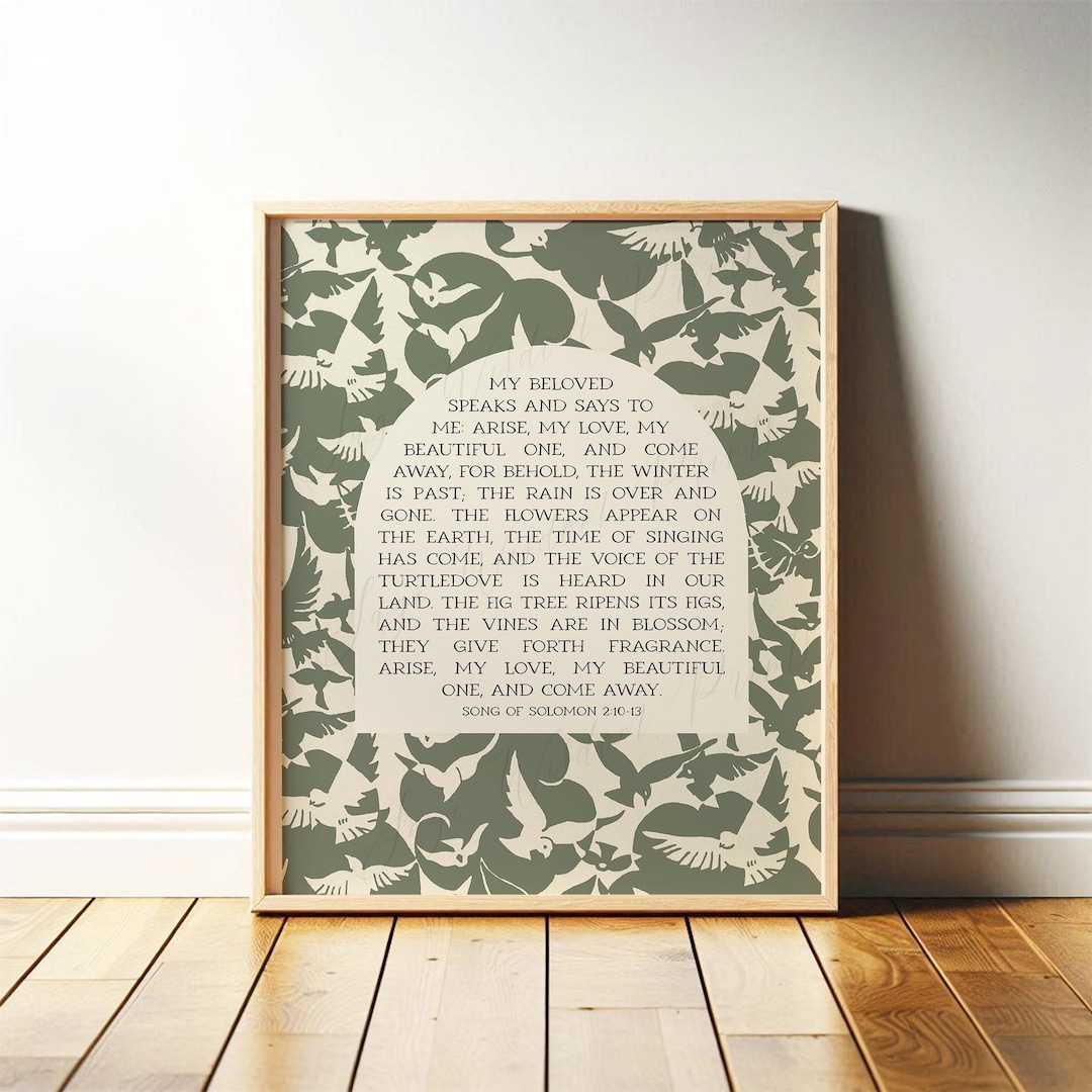 Song of Solomon Print | Christian Wall Art, Green & White Bible Verse ...