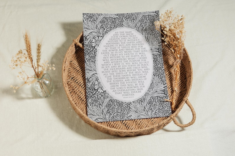 Isaiah 55 Print | Christian Wall Art, Minimalist Vintage Floral Bible ...
