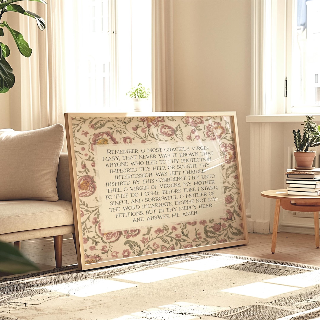 Memorare: Prayer to Virgin Mary | Catholic Wall Art With Subtle Vintage ...