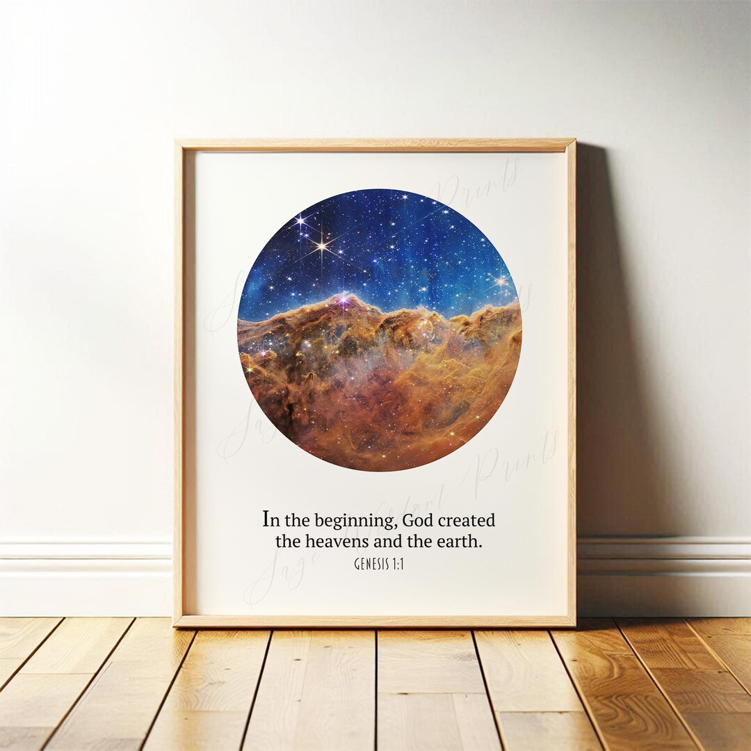 Genesis 1:1 Scripture Art Print - James Webb Telescope Christian Decor ...