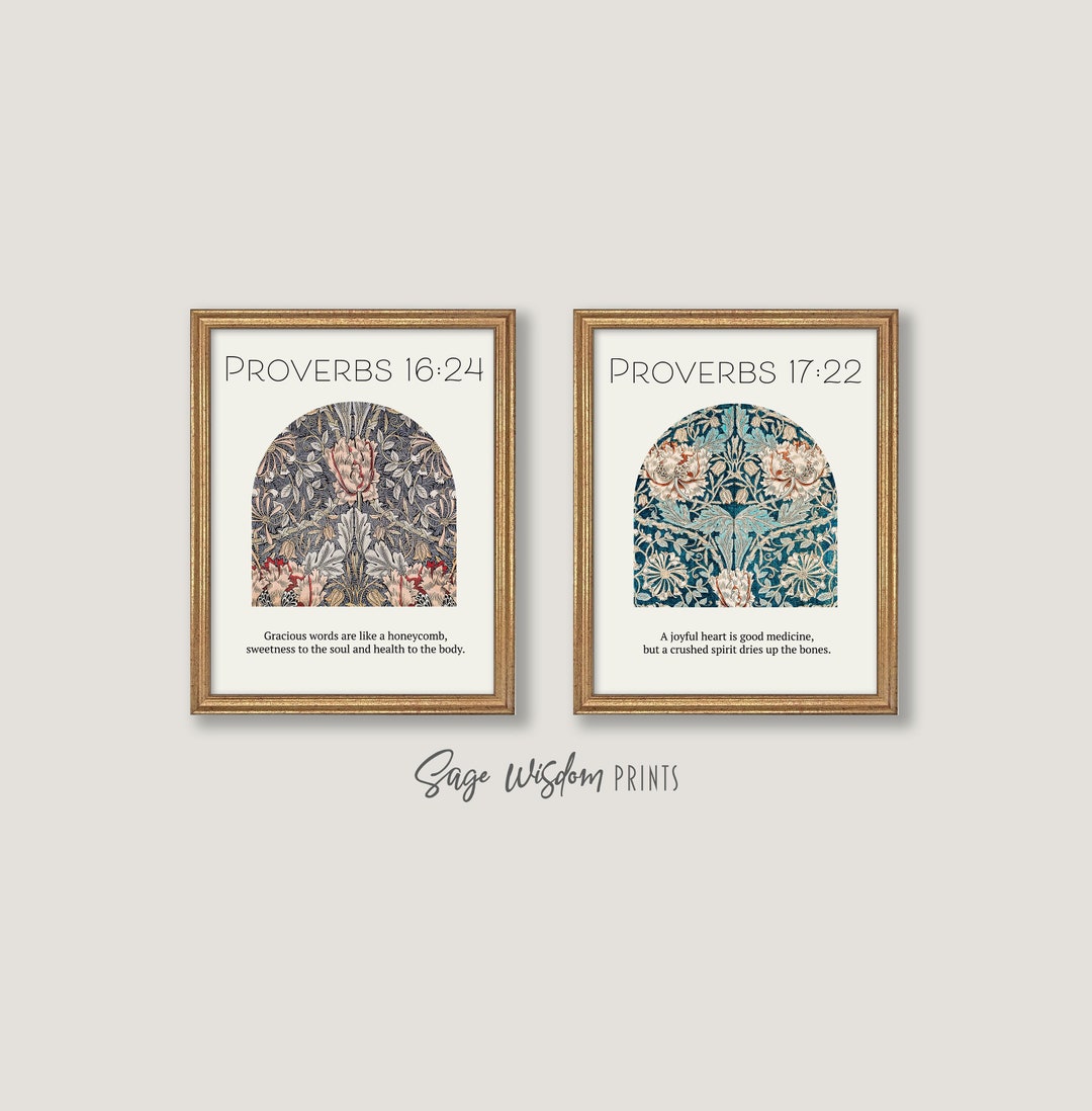 Proverbs Modern Christian Art Prints, William Morris Design Boho ...