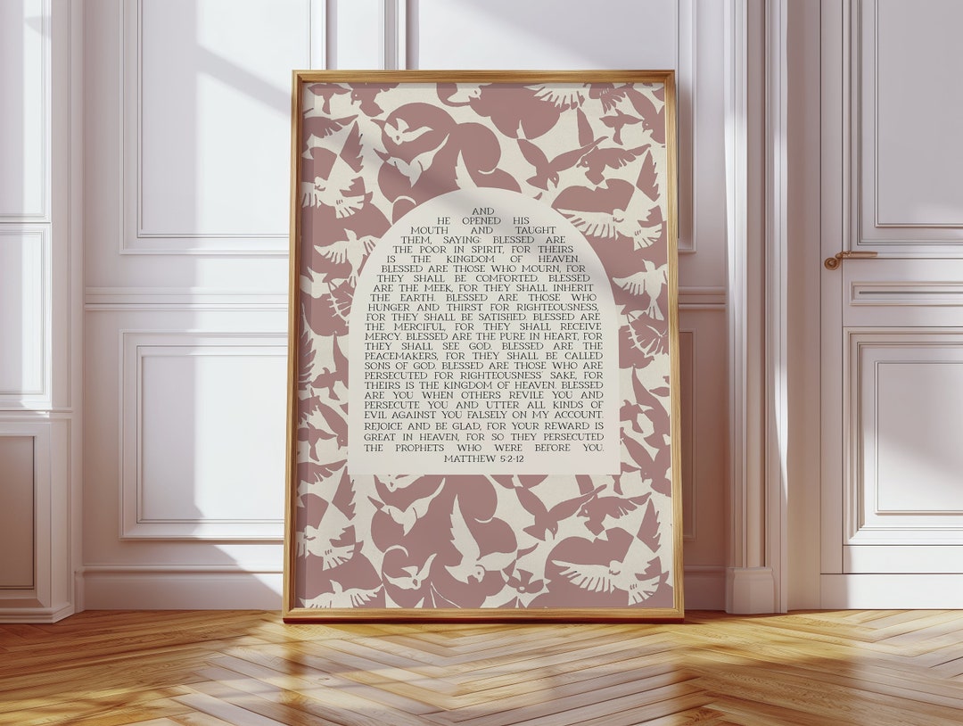 Beatitudes Printable Bible Verse Wall Art Sermon on the Mount Modern ...