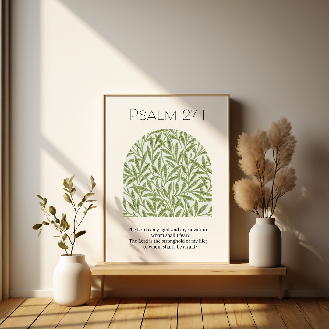 Psalm 27:1 Bible Verse Wall Art With William Morris Print Christian Art ...