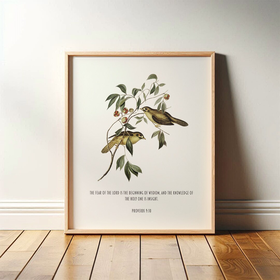 Proverbs 9:10 Printable Bible Verse Wall Art | Vintage Birds | Fear of ...