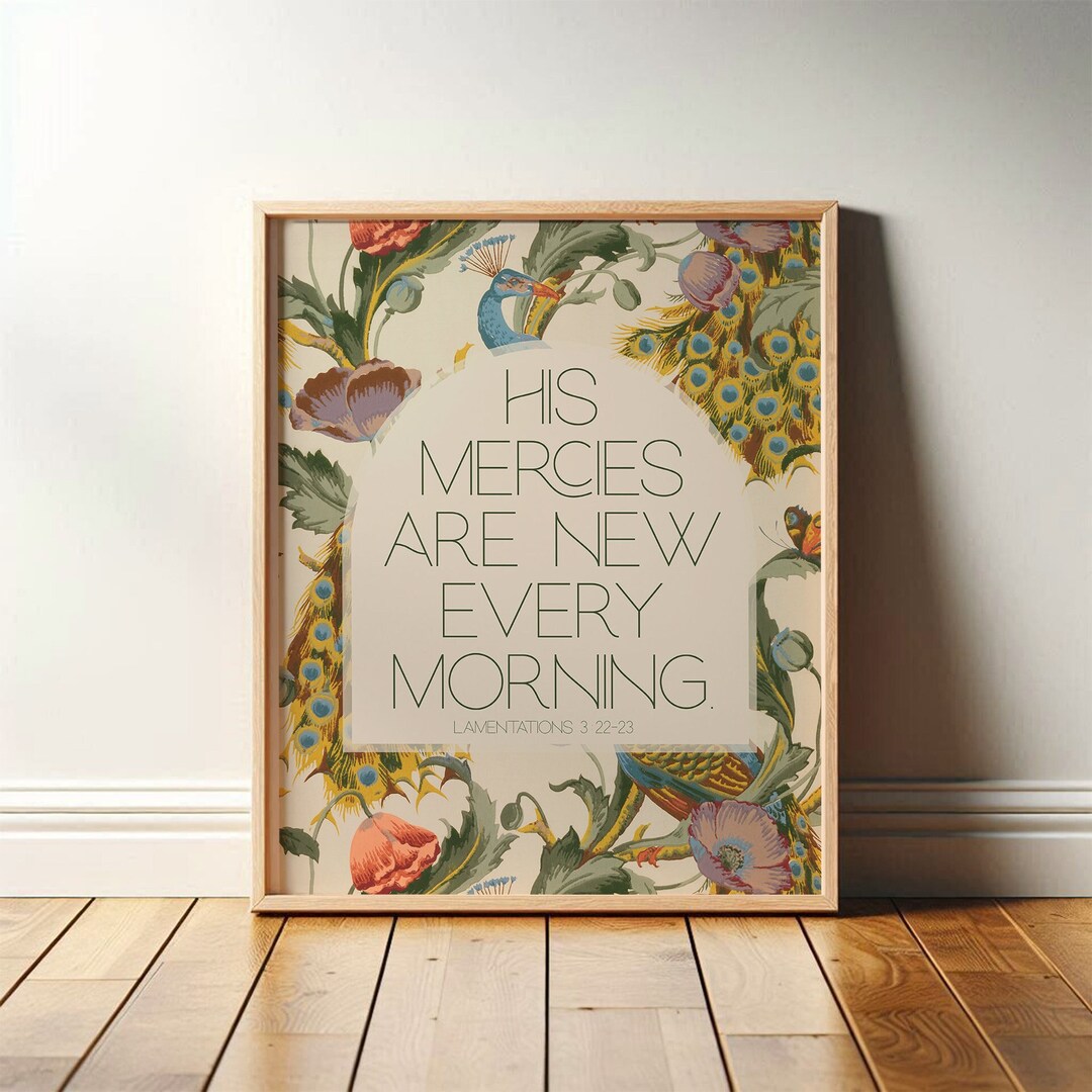 His Mercies Are New Midcentury Bible Verse Decor for Christian Office ...