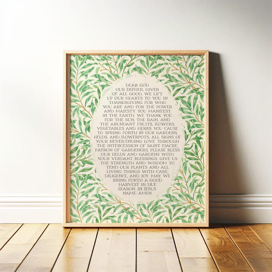St. Fiacre Prayer Print: William Morris Floral, Patron of Gardeners ...
