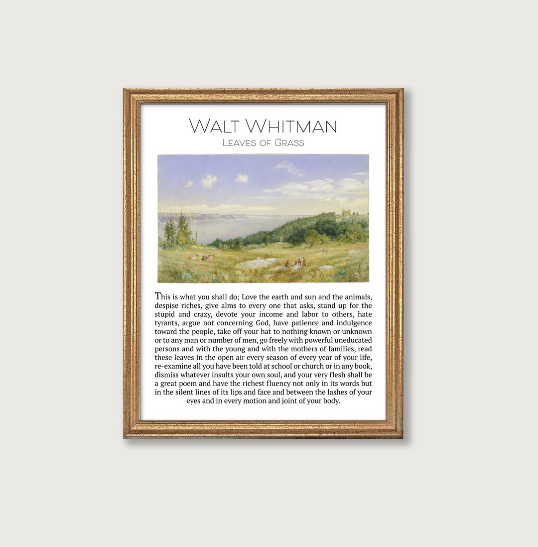 Walt Whitman Leaves of Grass Poem Print Poetry Wall Art Library ...