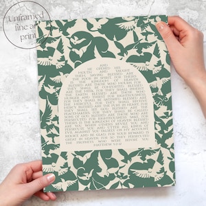 Beatitudes Print | Christian Wall Art, Green & White Bible Verse ...