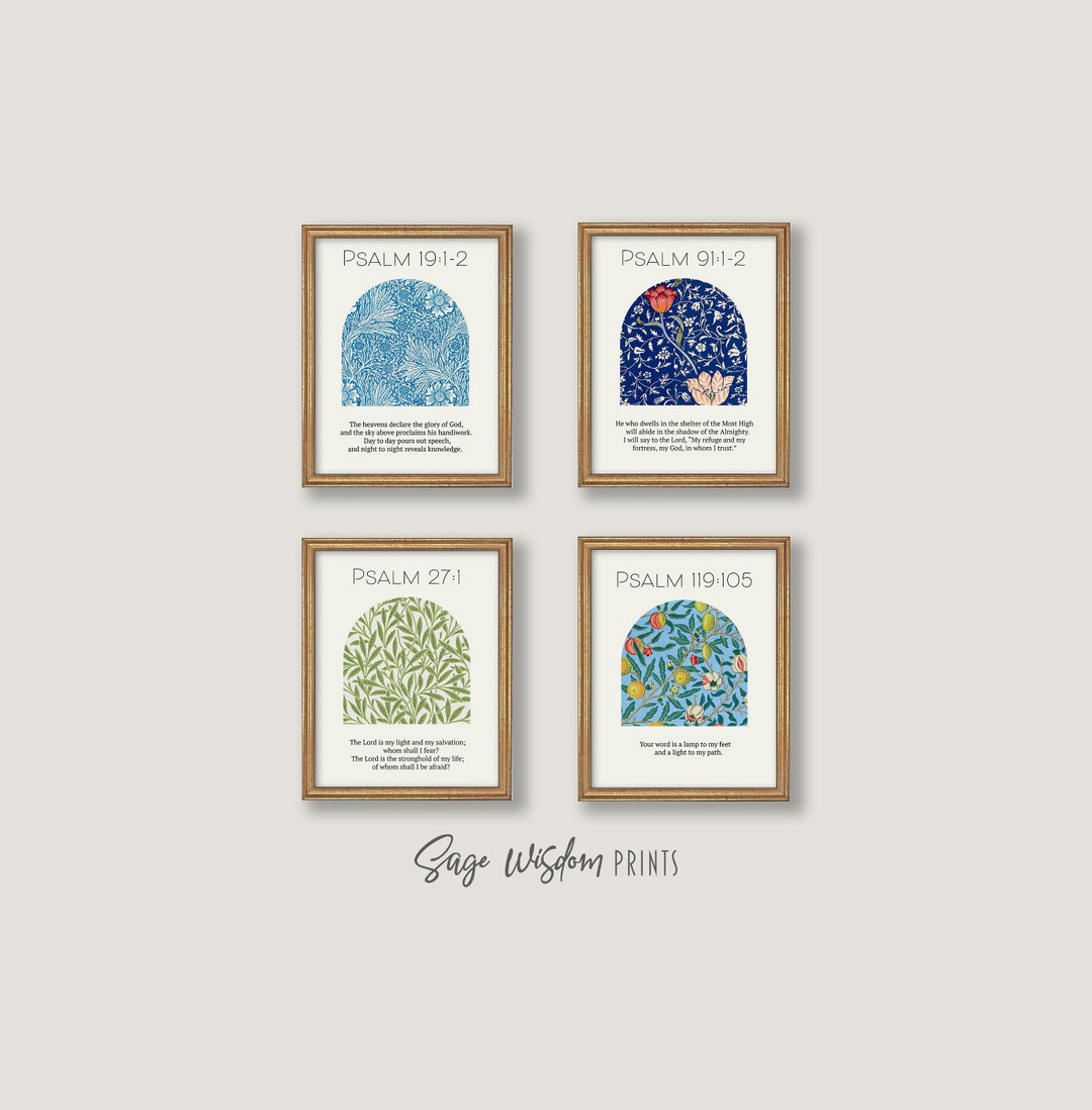Psalms Set of 4 Christian Wall Art Prints Bible Verse Religious Gift ...