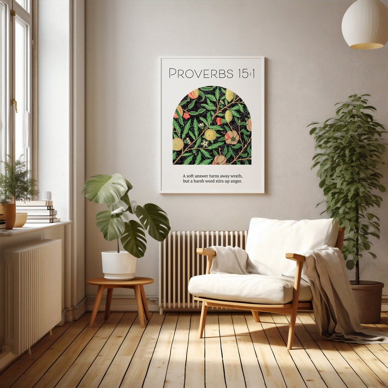 Proverbs 15 Gentle Answer Turns Away Wrath Christian Wall Art, Bible ...