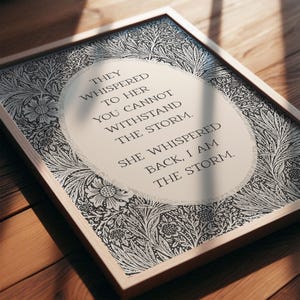 I Am the Storm Quote | Minimalist Wall Art With Vintage Style Black and ...