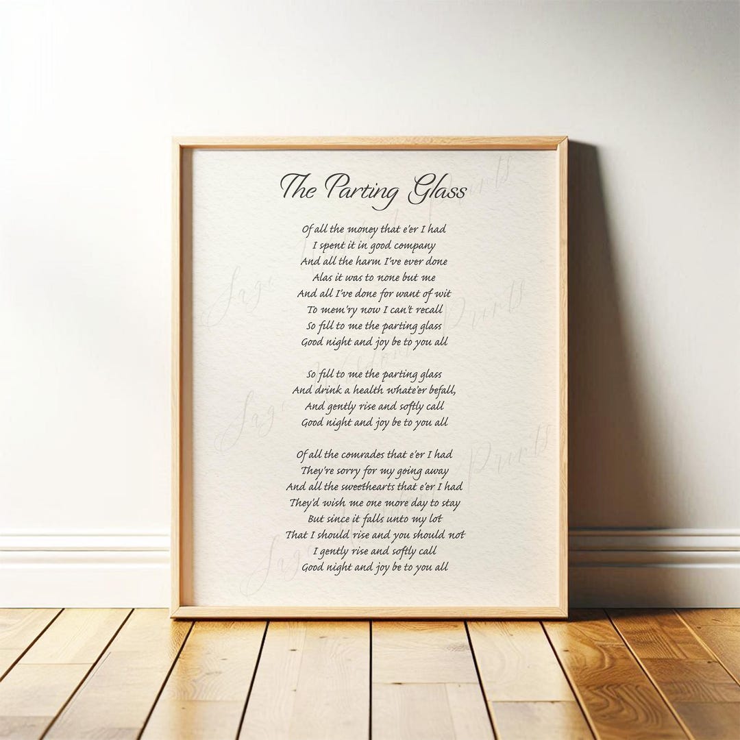 Parting Glass Irish Song Lyrics | Retirement Gift for Coworker ...