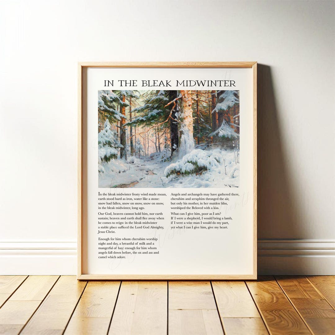 Christmas Hymn Print: "in the Bleak Midwinter" | Christian Holiday ...