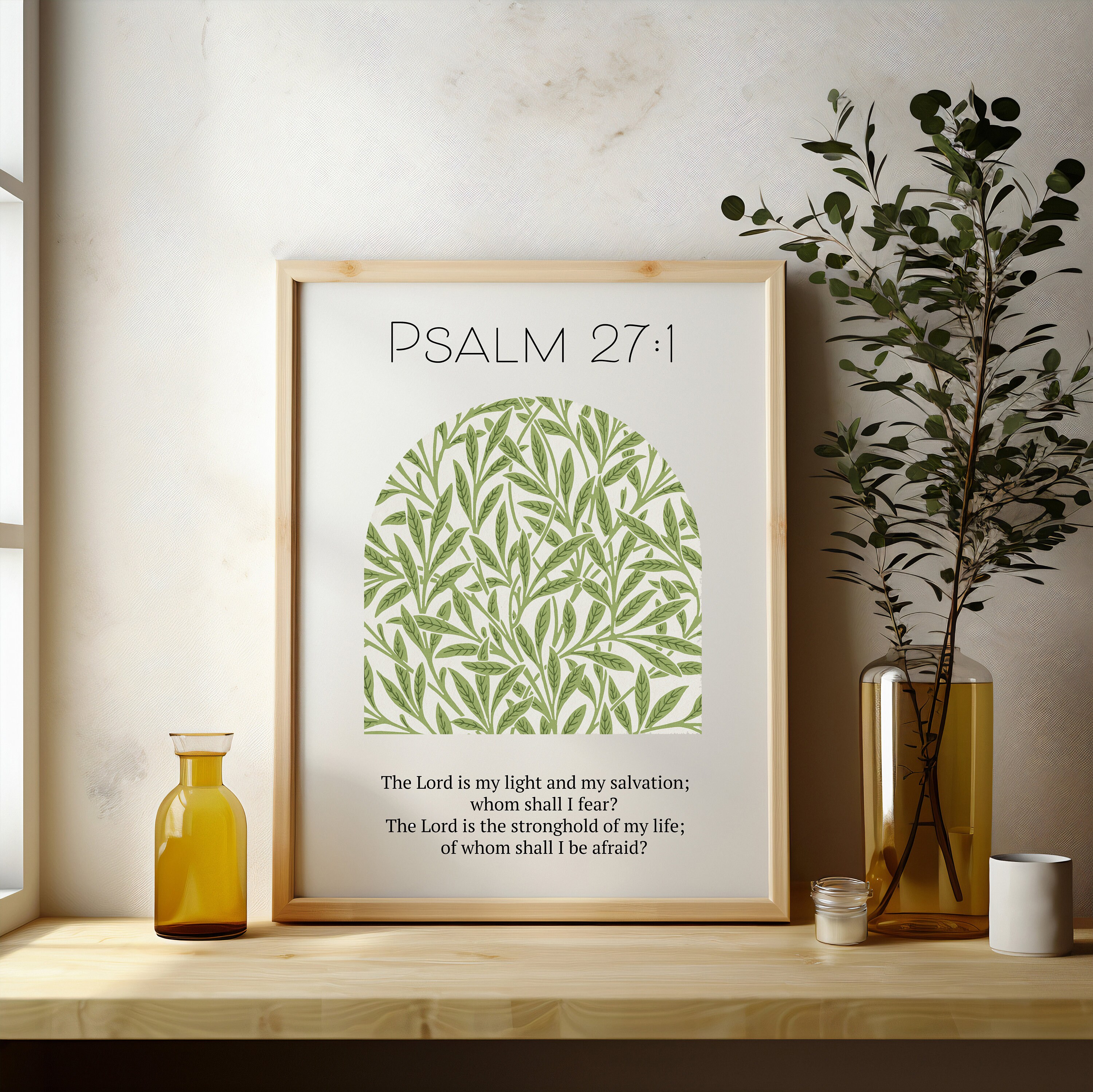 Psalm 27:1 Bible Verse Wall Art With William Morris Print Bible Verse ...