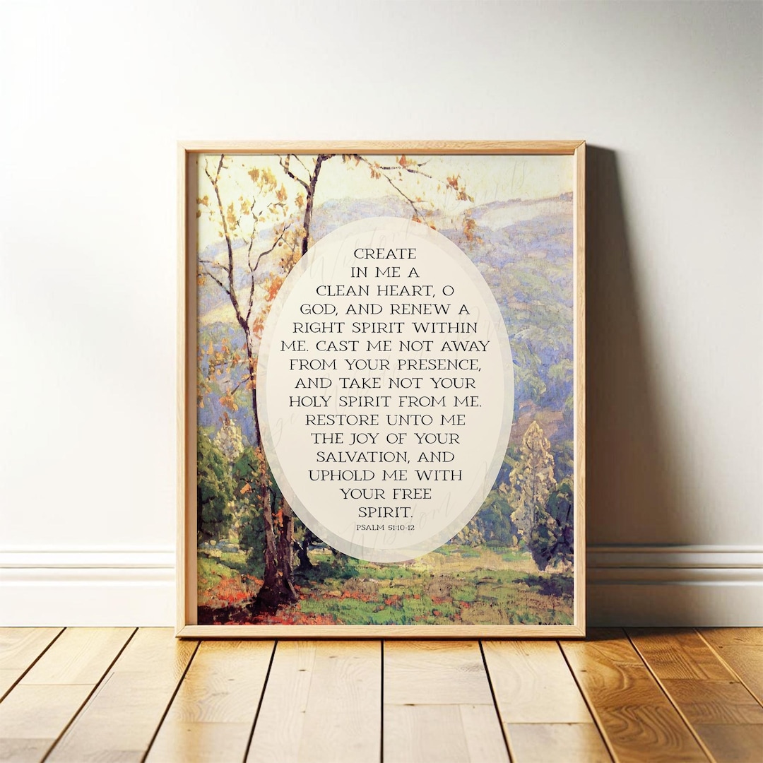 Psalm 51 Vintage Christian Wall Art: Religious Scripture Print - Etsy