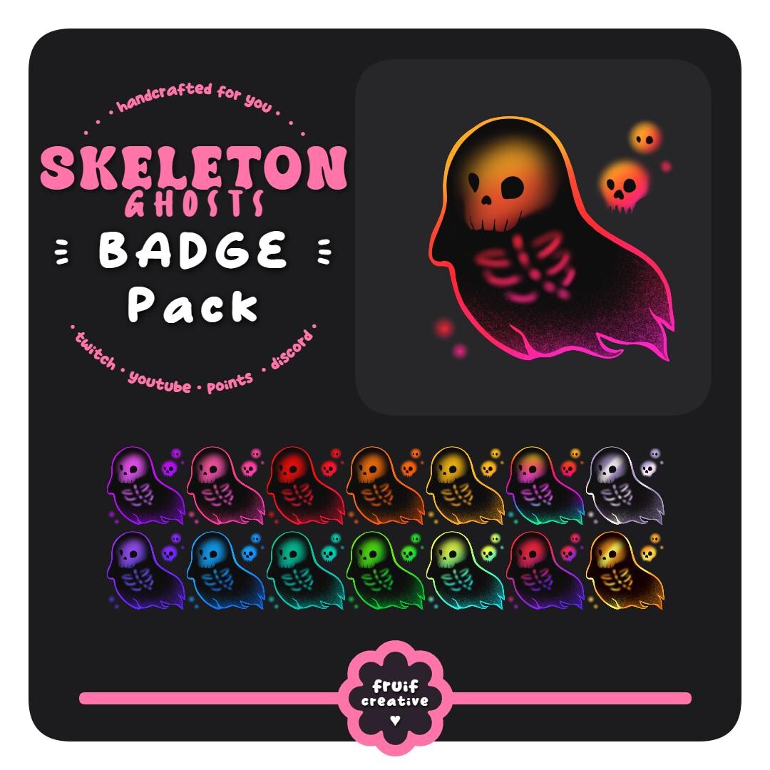 15 Sub/bit Twitch Badges Skeleton Ghosts Instant Download Spooky Witchy ...