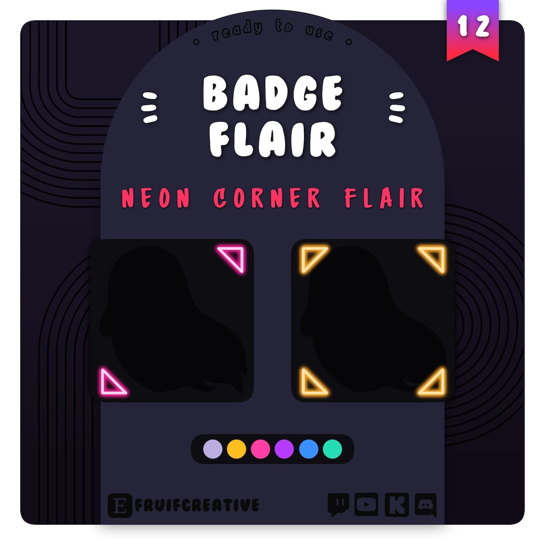 Sub Badge Flair | Neon Corner Flair | 6x Tier 2, 6x Tier 3 Included ...