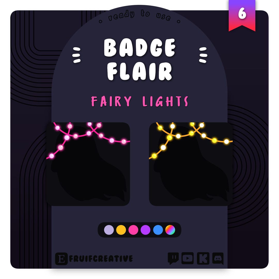 Twitch Sub Badge Flair | Fairy Lights | 6 Colours Included | Cute Neon ...