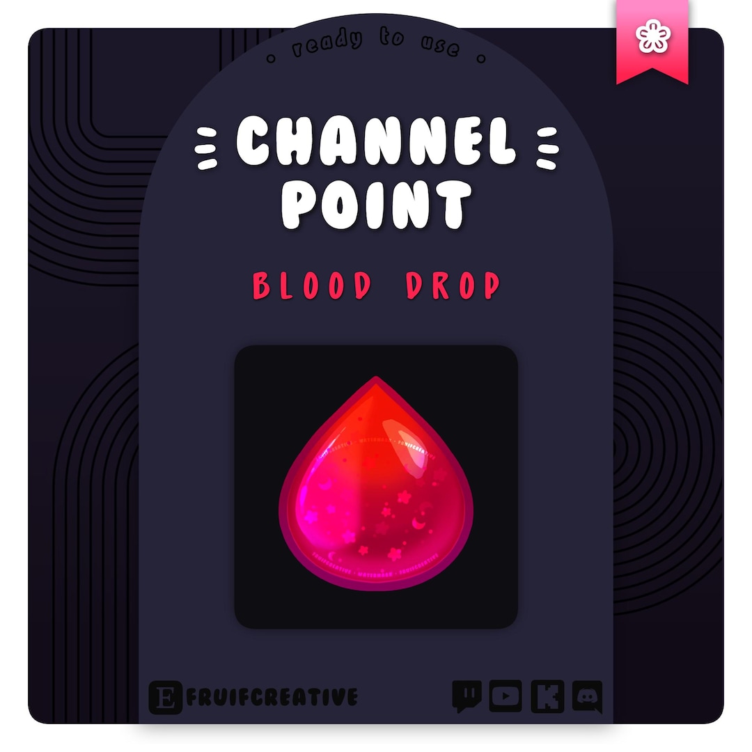 Twitch Channel Point/emote | Red Vampire Blood Droplet Stream Badge ...