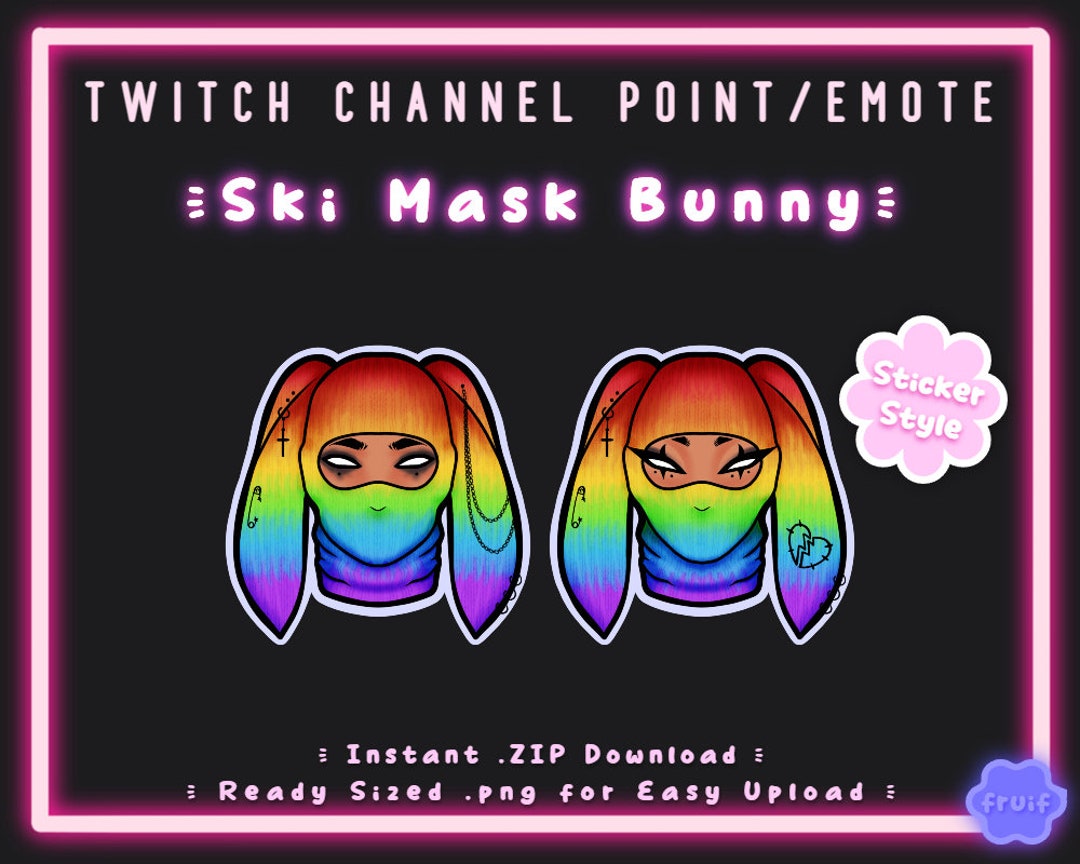 Twitch Channel Point Ski Mask Bunny LGBTQIA Pride Cute Rainbow Goth ...