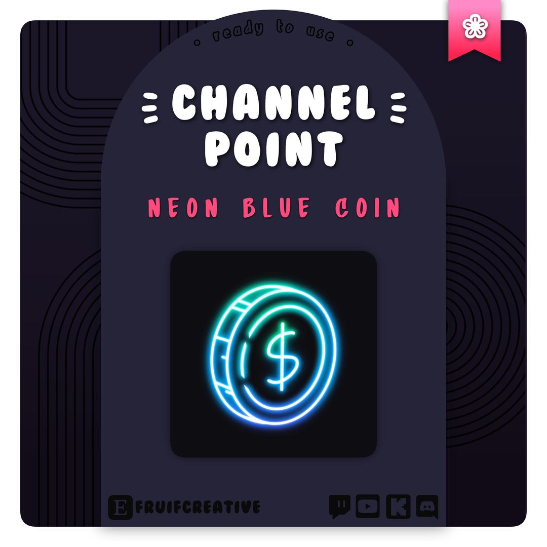 Twitch Channel Point | Neon Coin - Blue | Stream Decoration | Emote ...