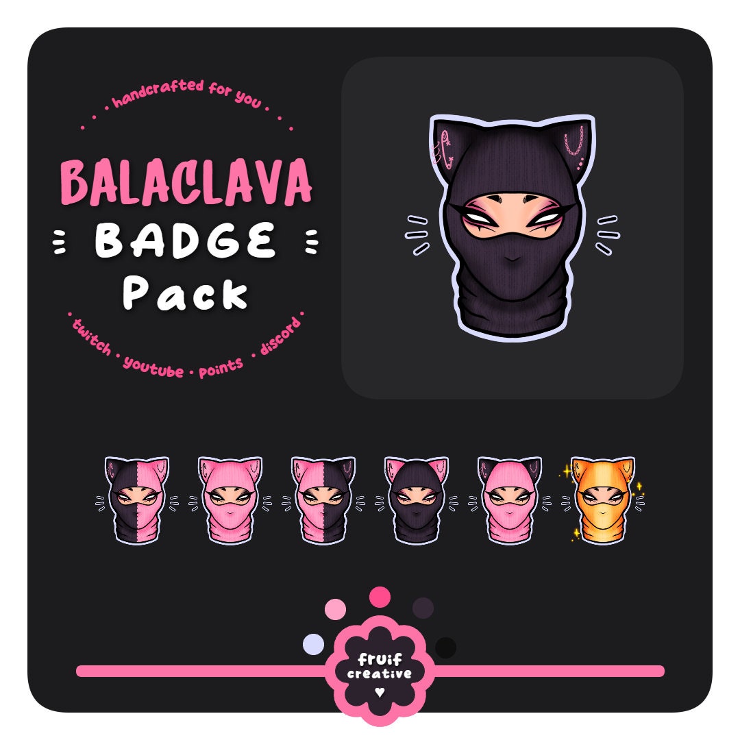8 Sub/bit Twitch Badges Balaclava Kitty Goth Pink Baddie Cute Emo Icons ...