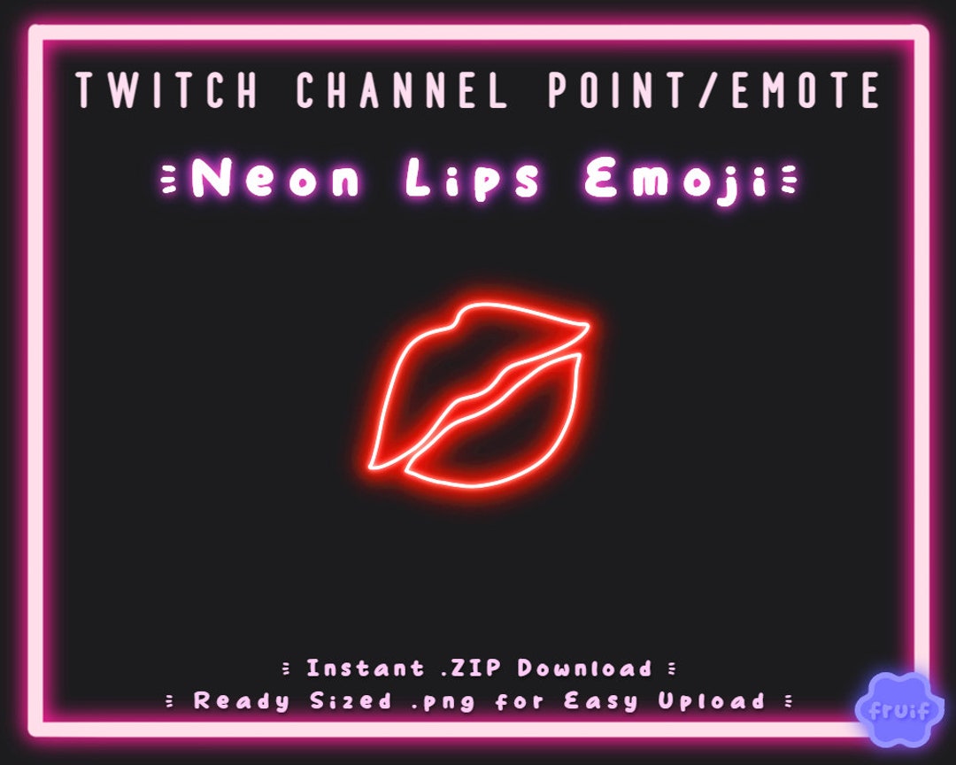 Twitch Channel Point Red Lips Emoji Cute Stream Decoration Neon Glow ...