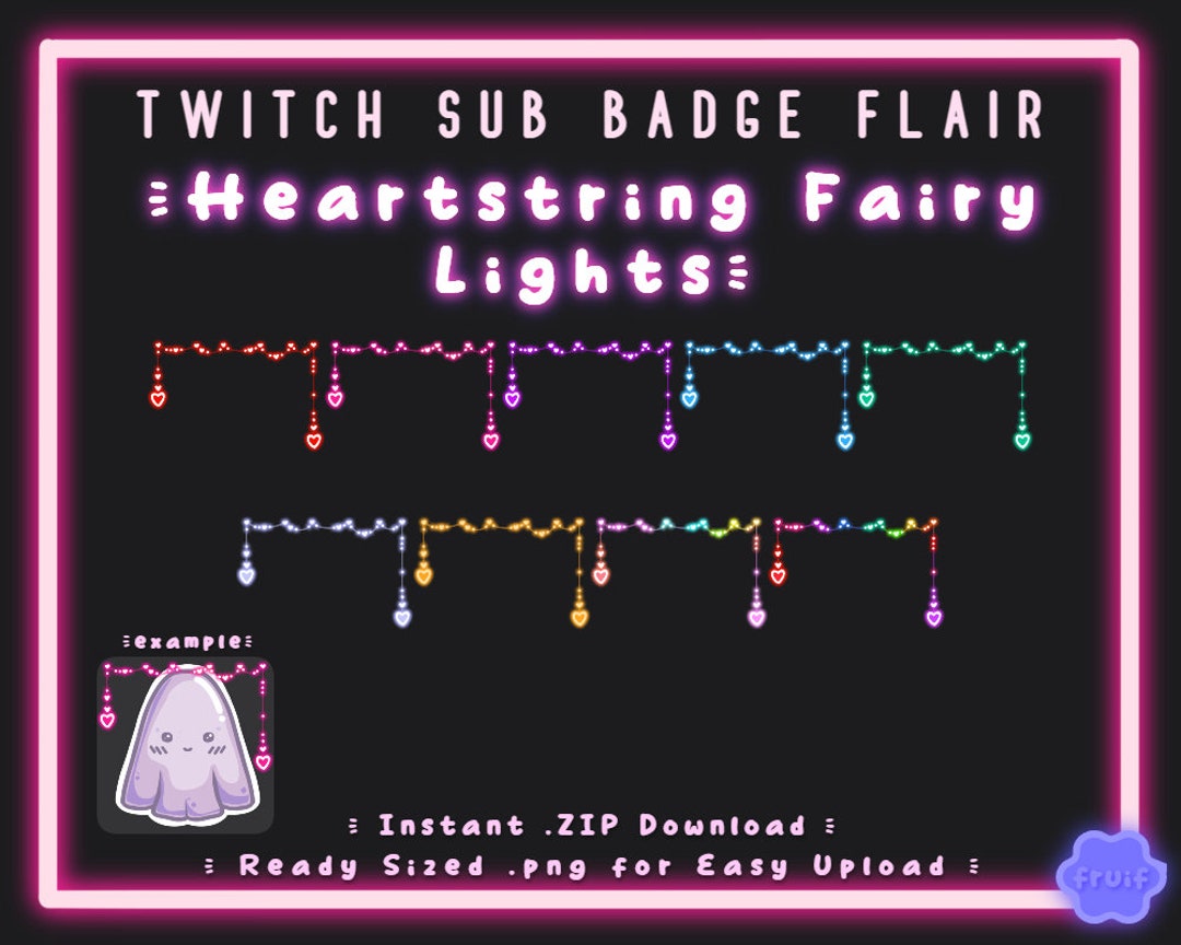 Twitch Sub Badge Flair Heart-string Fairy Lights 9 Colours Included ...