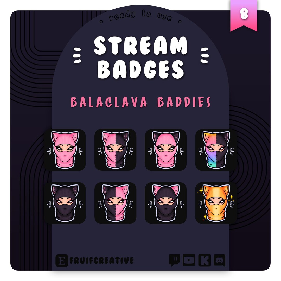 Twitch Sub/bit Badges: Balaclava Baddies | Pink Emo Kitty (digital ...